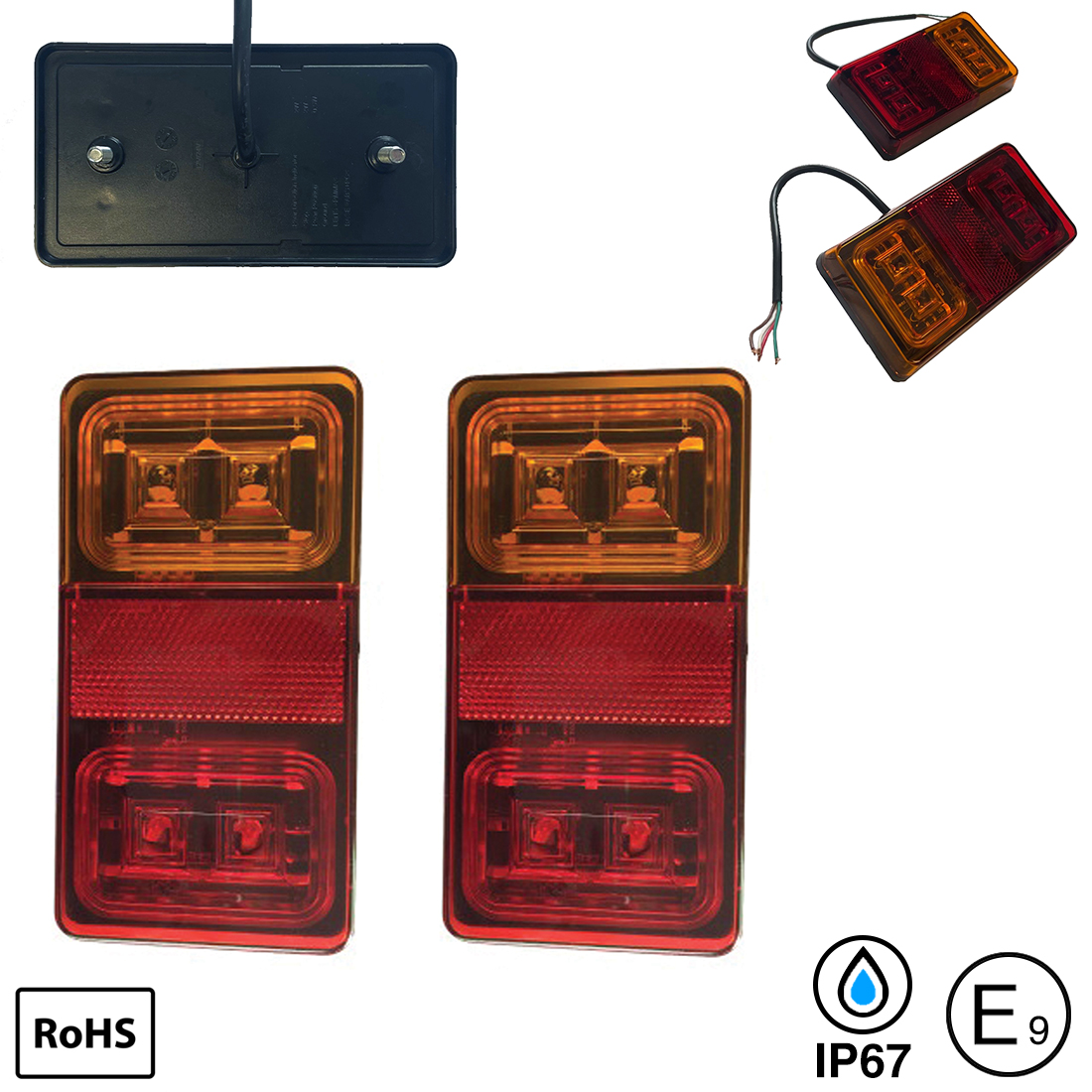 Pair of LED Rear Trailer Lamp 3 in 1 12-24V | Edwards Trailers